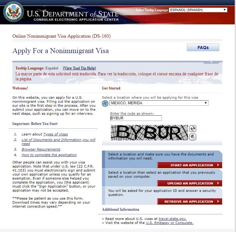 Cómo llenar el formulario DS-160 para la Visa Americana