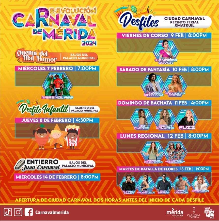 Carnaval de Mérida 2024, cartelera de eventos y más - Descubro