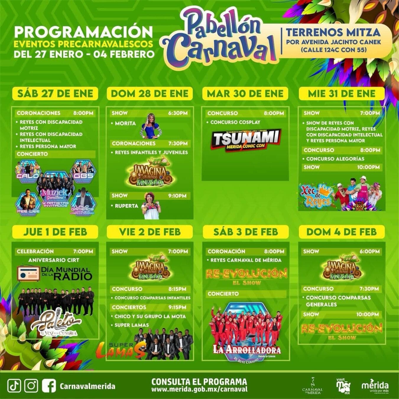 Carnaval de Mérida 2024, cartelera de eventos y más - Descubro
